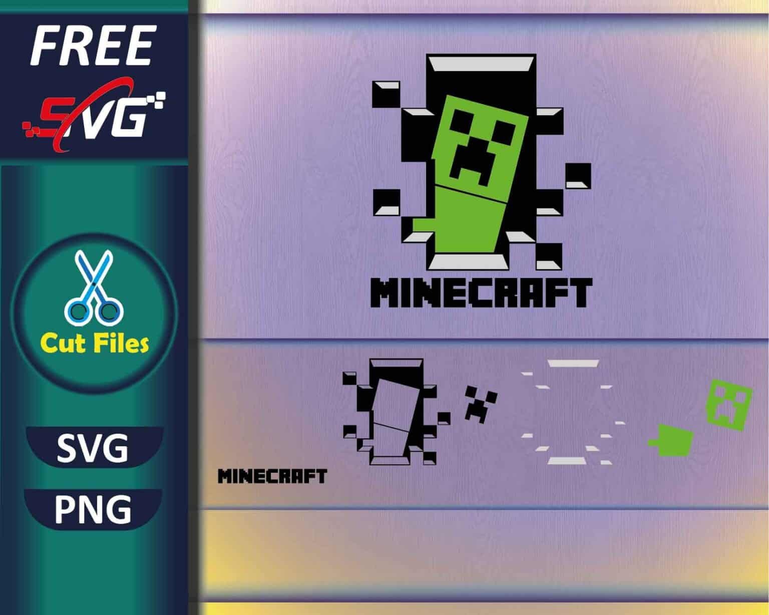 Minecraft creeper SVG Free, 3 colors