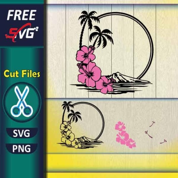 Hawaiian Flower Scene SVG Free Cut File for Cricut | freesvg.art