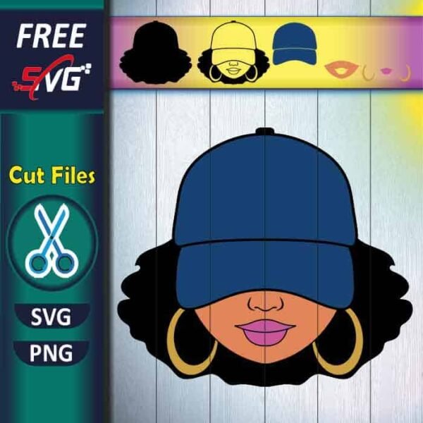 Afro Woman Cap Low SVG free, African American woman SVG, Black woman SVG