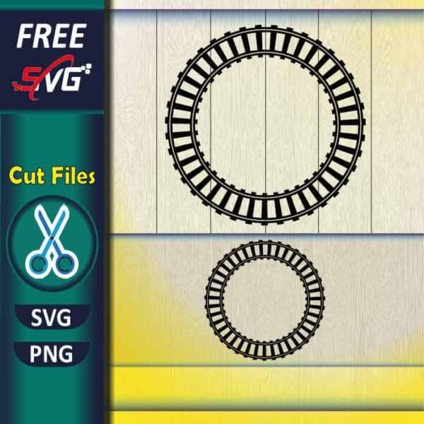 Circle Train Track SVG free, round frame SVG