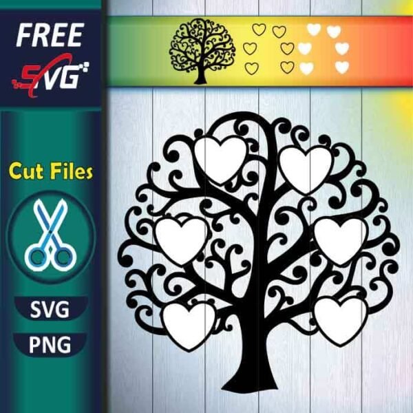 Family tree with hearts SVG free | Free SVG Files