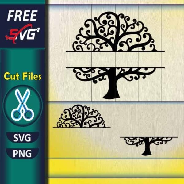 Split monogram family tree SVG free | Free SVG Files