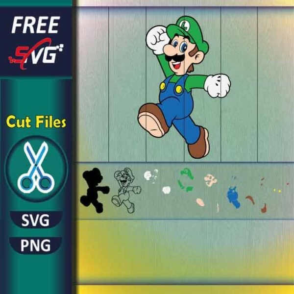 Luigi SVG free, Mario brothers SVG
