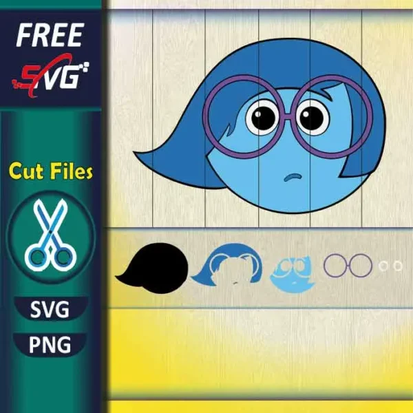 Sadness from Inside Out SVG Free - Pixar Characters